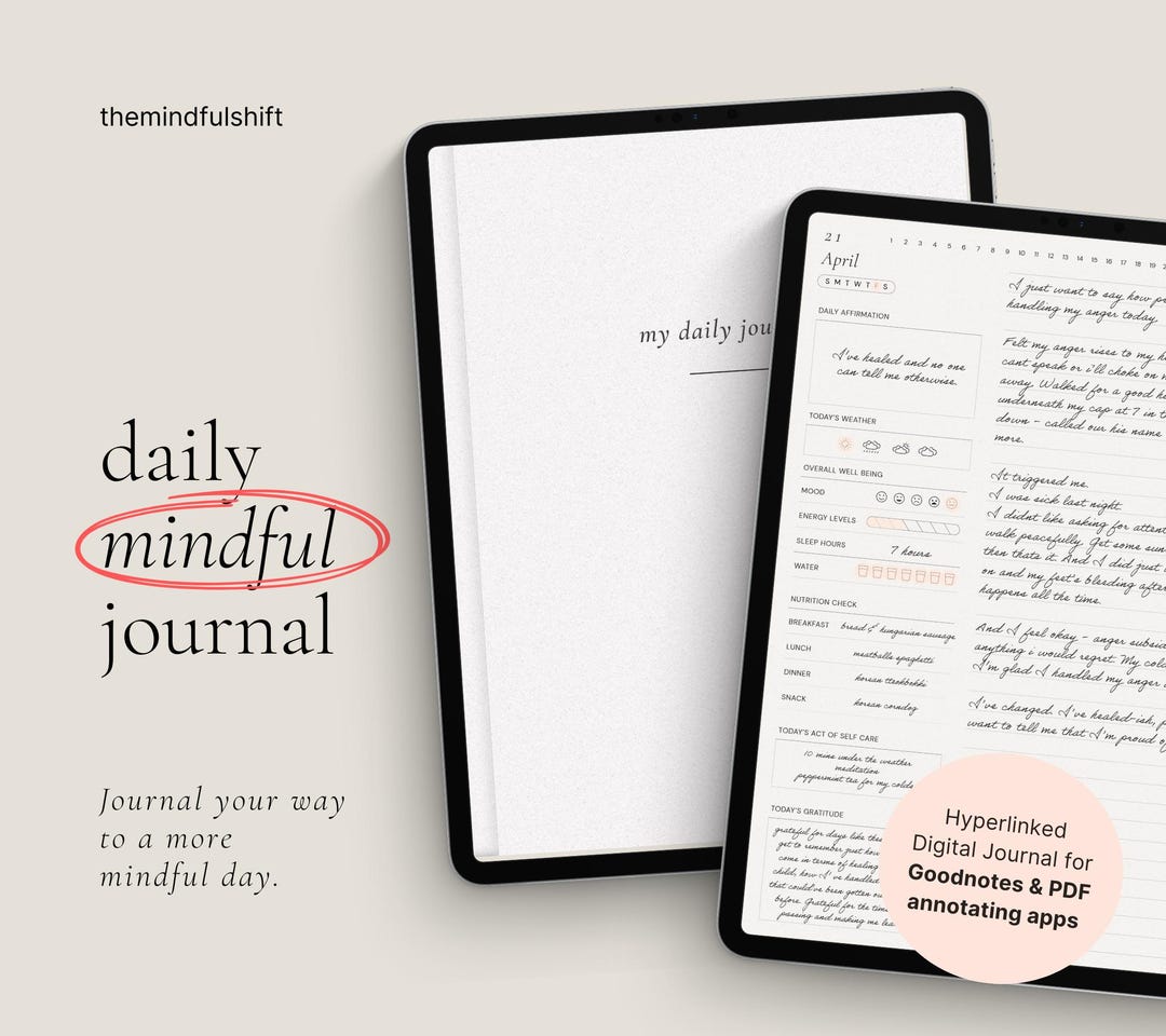 Minimalist Daily Digital Journal, Digital Diary, Mindfulness Journal ...