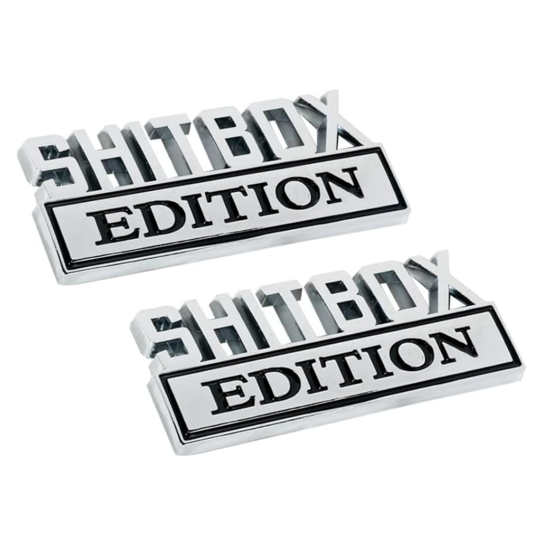 Chrome W/ Black 2pcs Shitbox Edition Emblem Badges Replacement for GMC ...