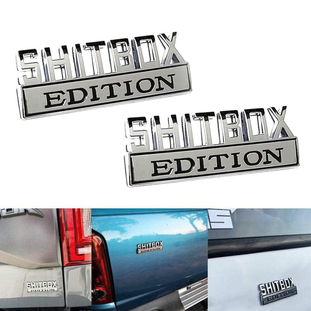 Chrome W/ Black 2pcs Shitbox Edition Emblem Badges Replacement for GMC ...