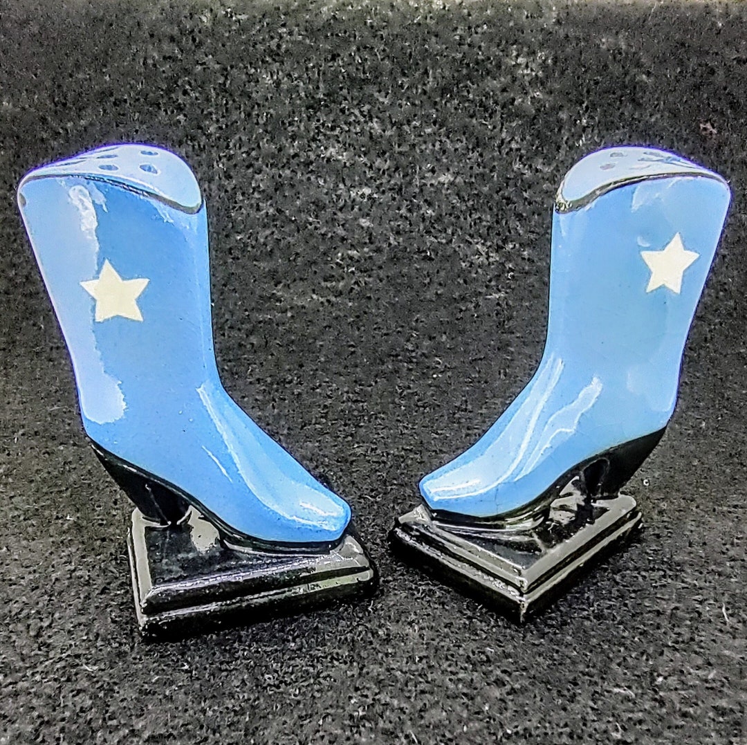 Vintage Blue High Heel Boots Salt and Pepper Shaker Set - Etsy
