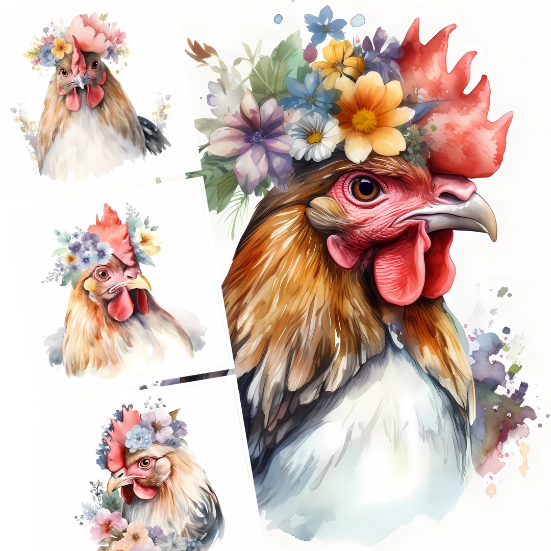 Chicken Floral Crown PNG, Chicken Clipart, Chickens and Chicks Clipart ...