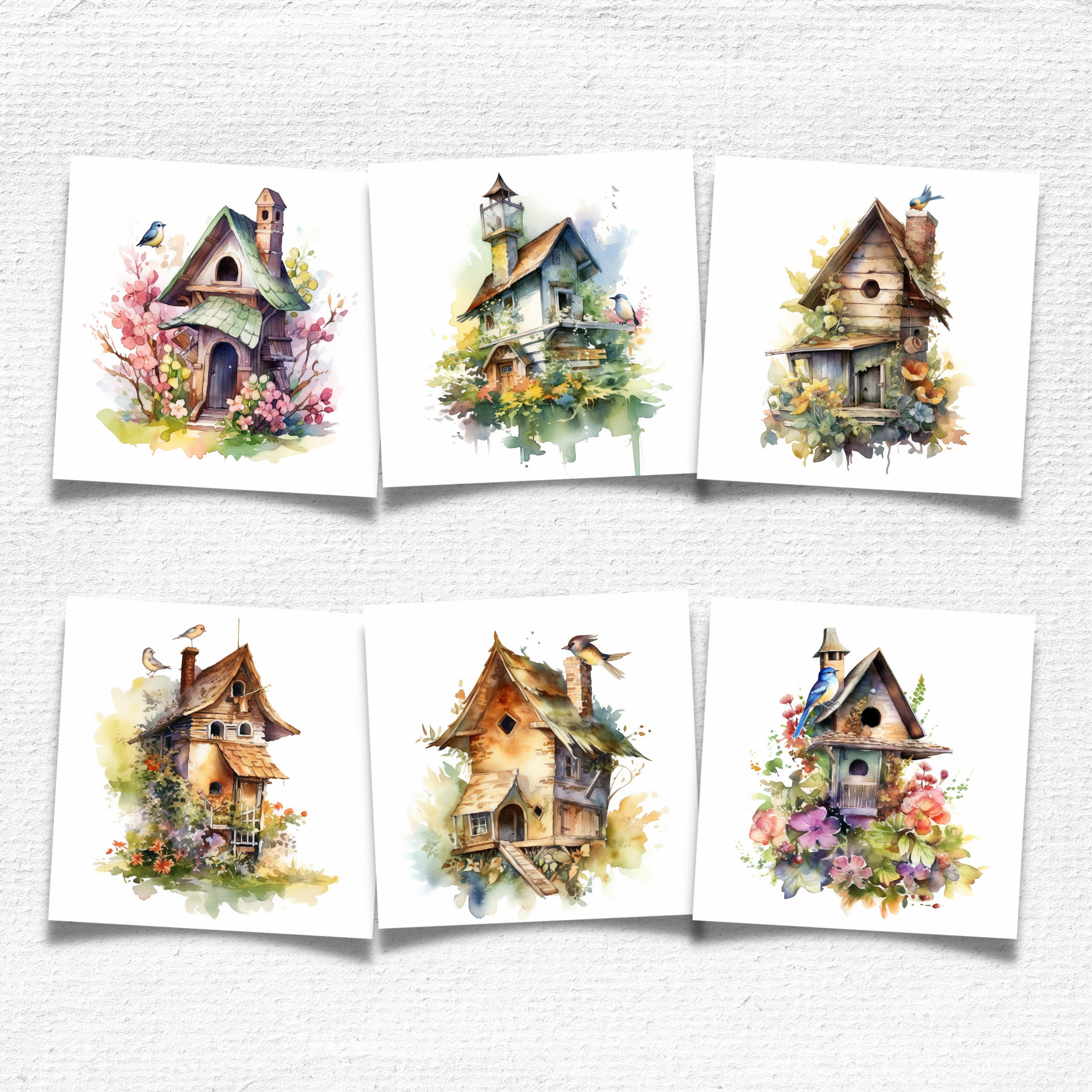 Birdhouse Clipart, Birdhouse PNG, Birdhouse Watercolor Clipart Bundle ...