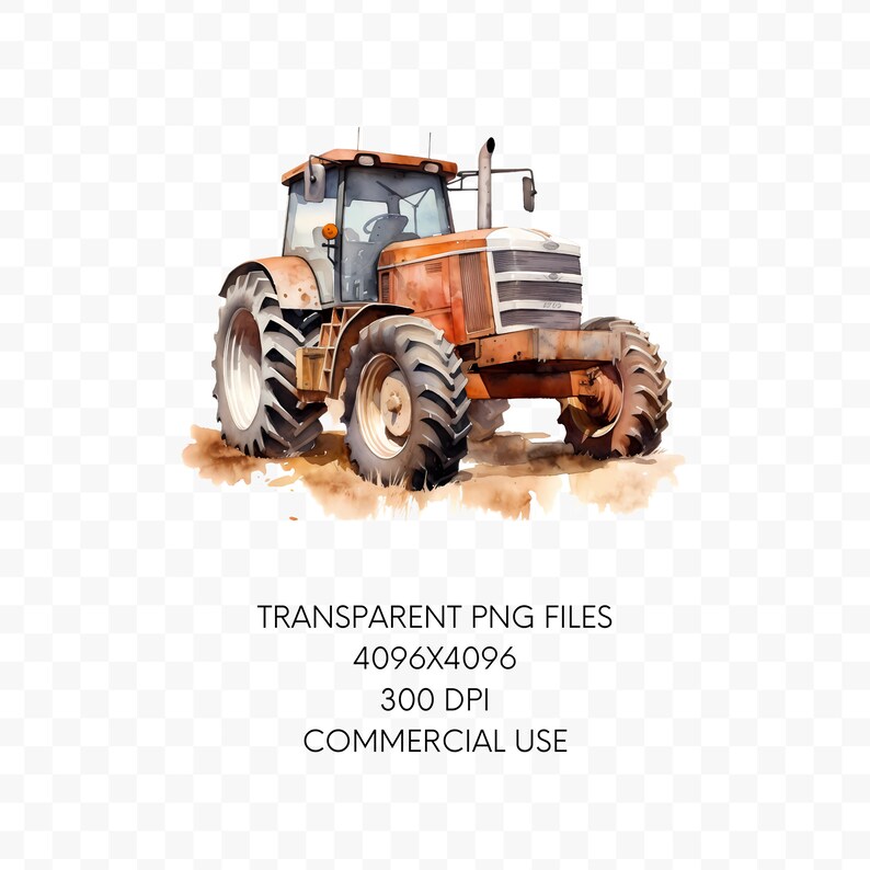 Farm Tractor PNG, Watercolor Tractor, Farm Clipart, Farm PNG, Truck ...