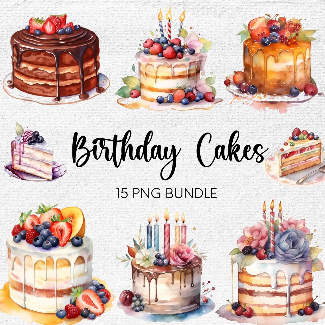 Watercolor Cake Clipart, Birthday Cake Clipart, Birthday Clipart ...