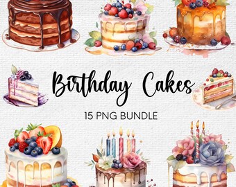 Watercolor Sweet Desserts Clipart Cakes Macaron and - Etsy