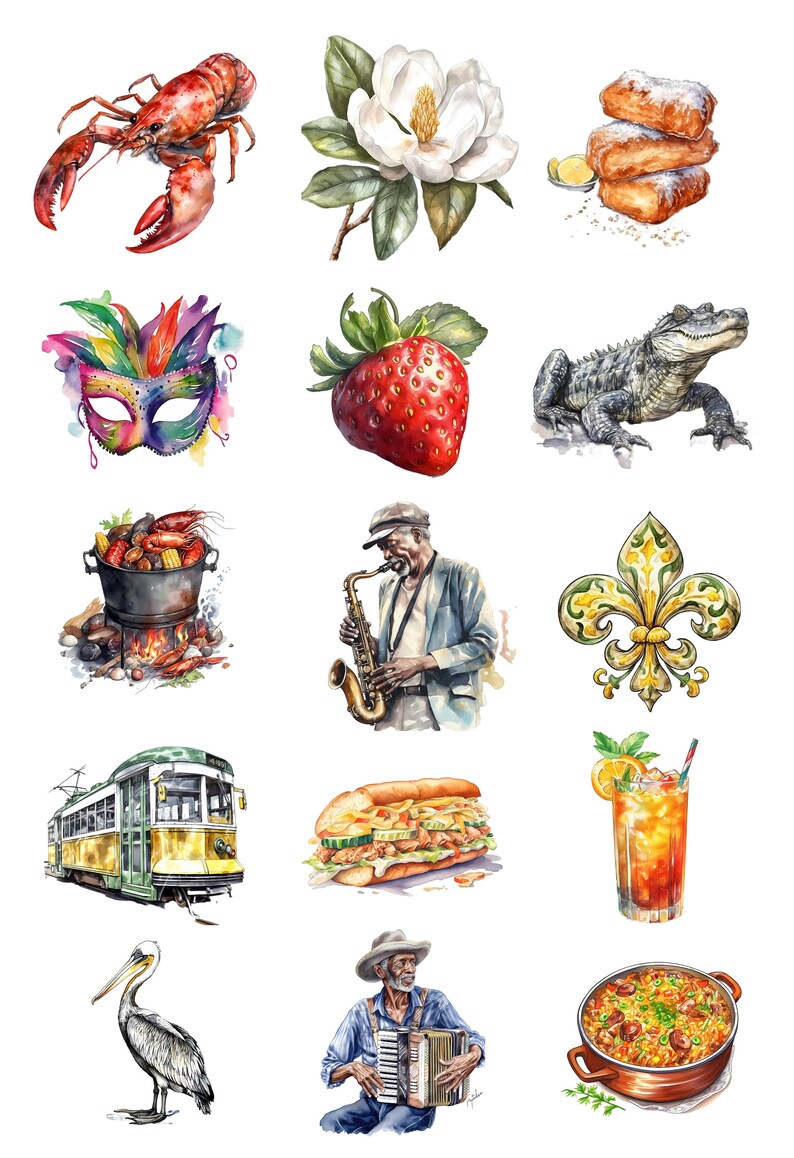 Louisiana Clipart, Louisiana PNG, Clipart PNG Bundle, New Orleans ...