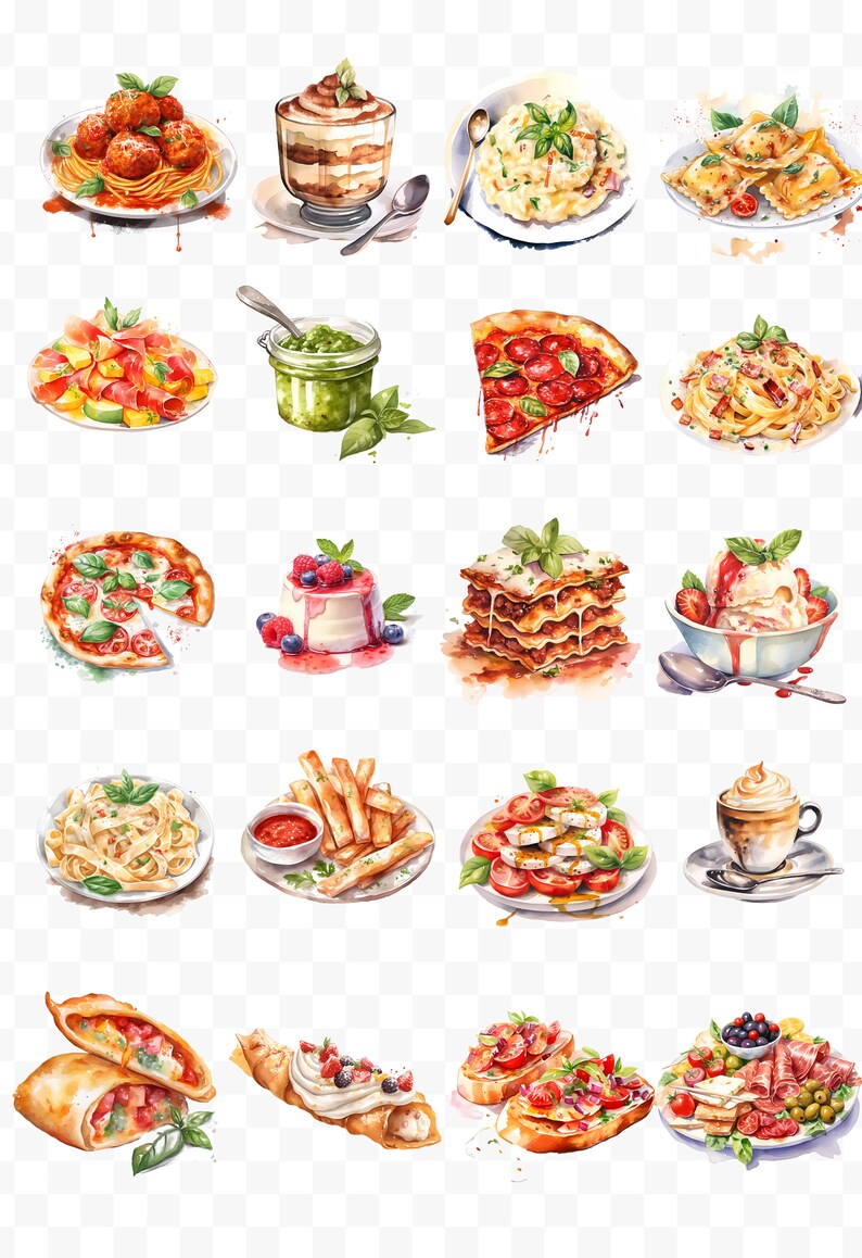 Italian Food PNG, Digital Clipart PNG, Italian Cuisine, Food PNG ...