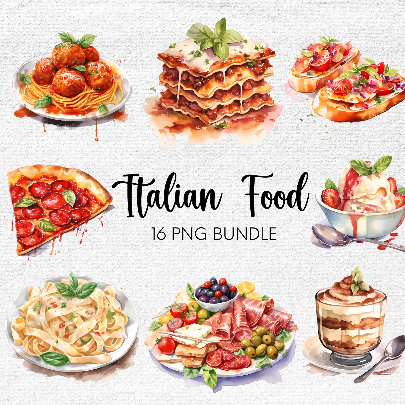 Italian Food PNG, Digital Clipart PNG, Italian Cuisine, Food PNG ...