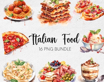 Watercolor Pasta Clipart Italian Food PNG Italy Dishes Digital - Etsy
