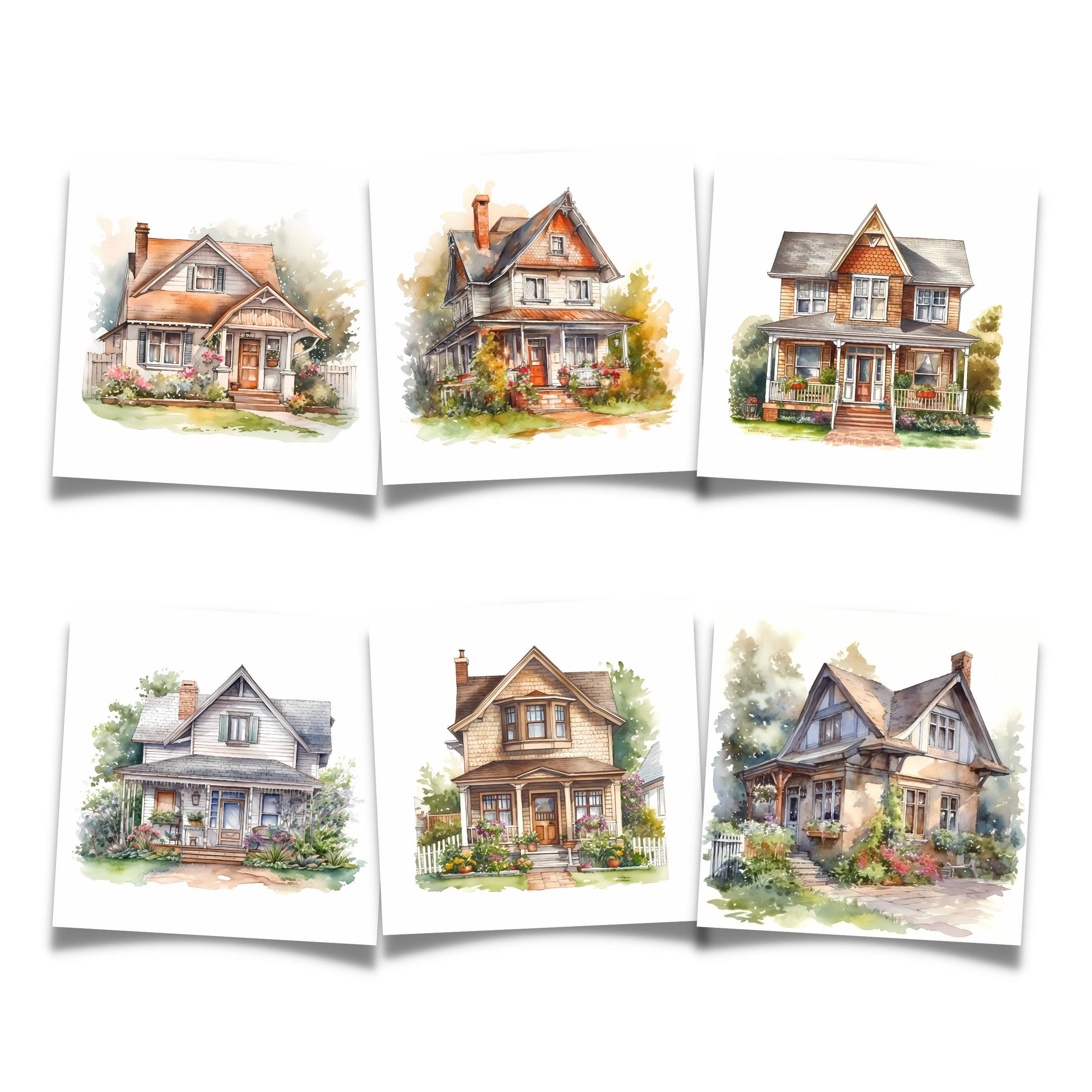 Watercolor House Clipart, Cozy Homes, Houses PNG, Clipart Bundle ...