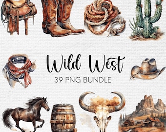 Wild West Cowboy and Cowgirl Clipart and Digital Papers - Etsy