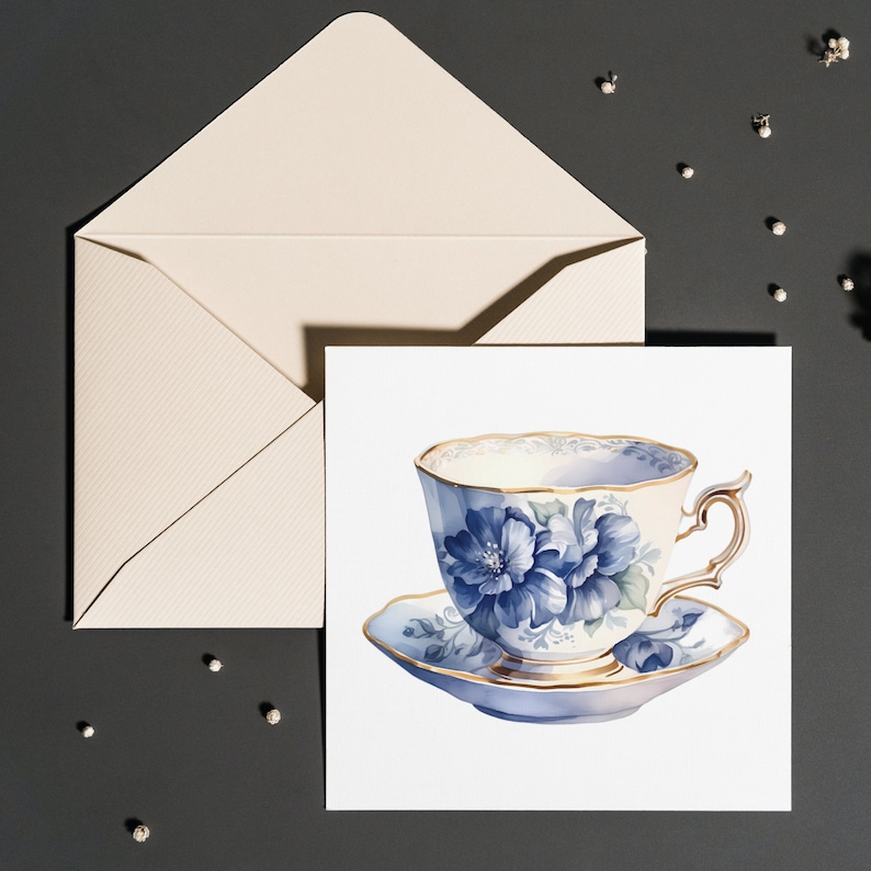 Vintage Tea Cup Clipart PNG, Tea Cups Clip Art, Tea Cup Digital ...