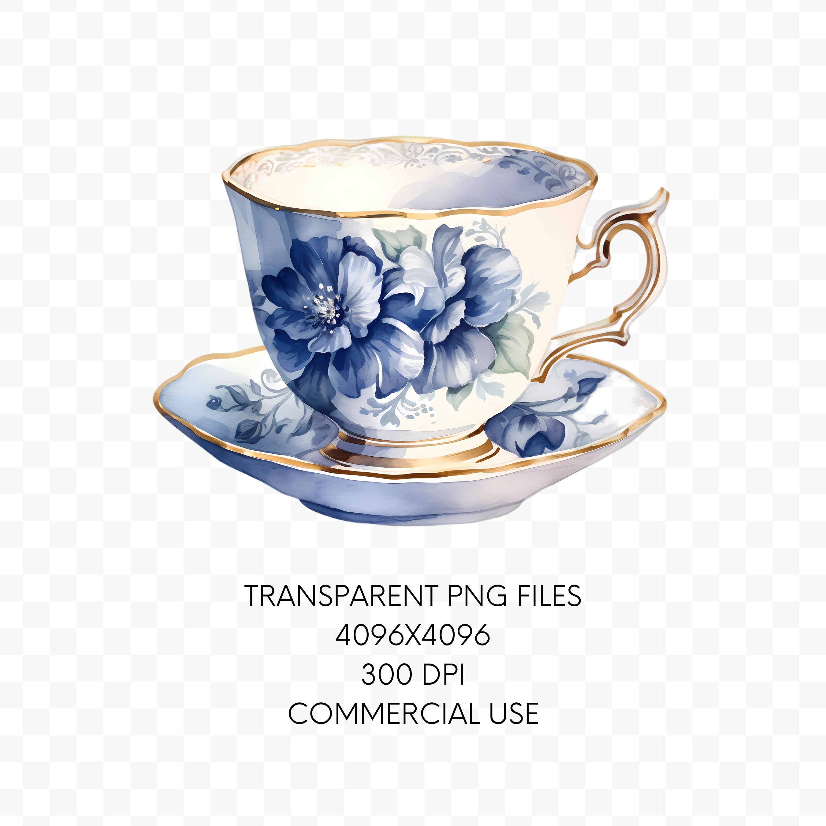 Vintage Tea Cup Clipart PNG, Tea Cups Clip Art, Tea Cup Digital ...