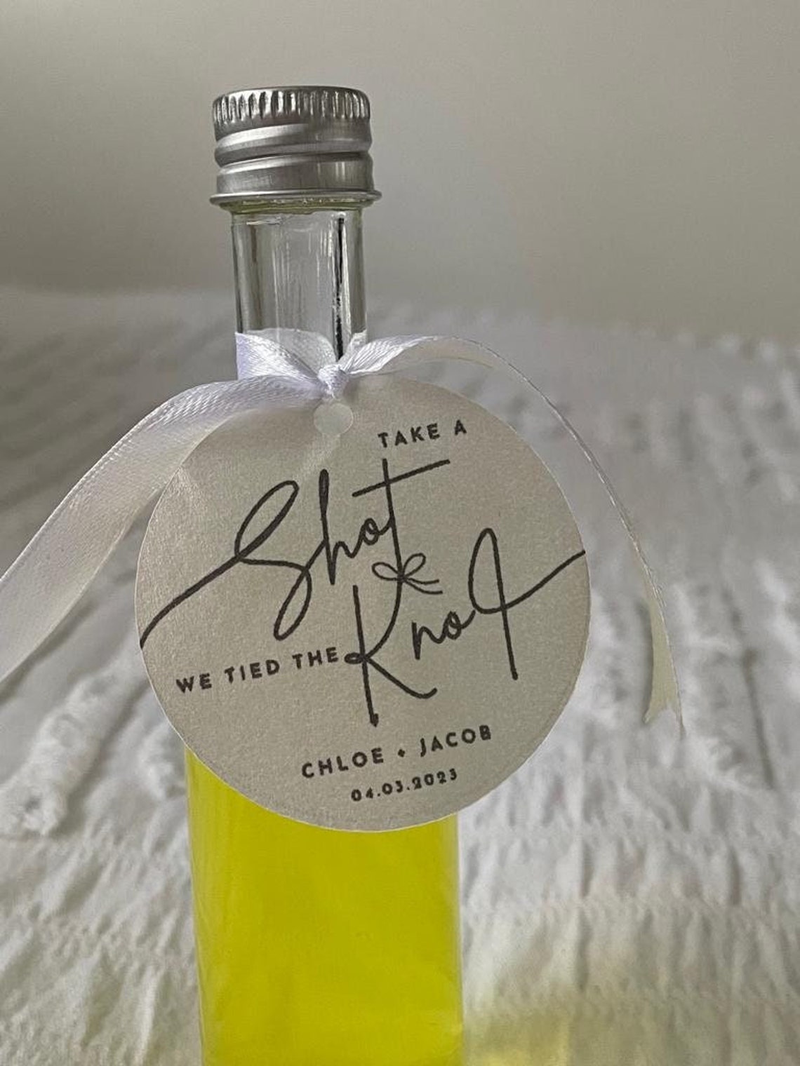 Take a Shot We Tied the Knot Wedding Gift Tags Design | Mini Alcohol ...