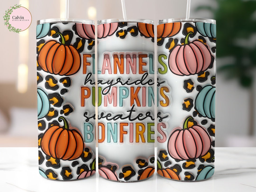 3D Inflated Flannels Pumpkins Bonfire Tumbler Wrap 3D Fall - Etsy