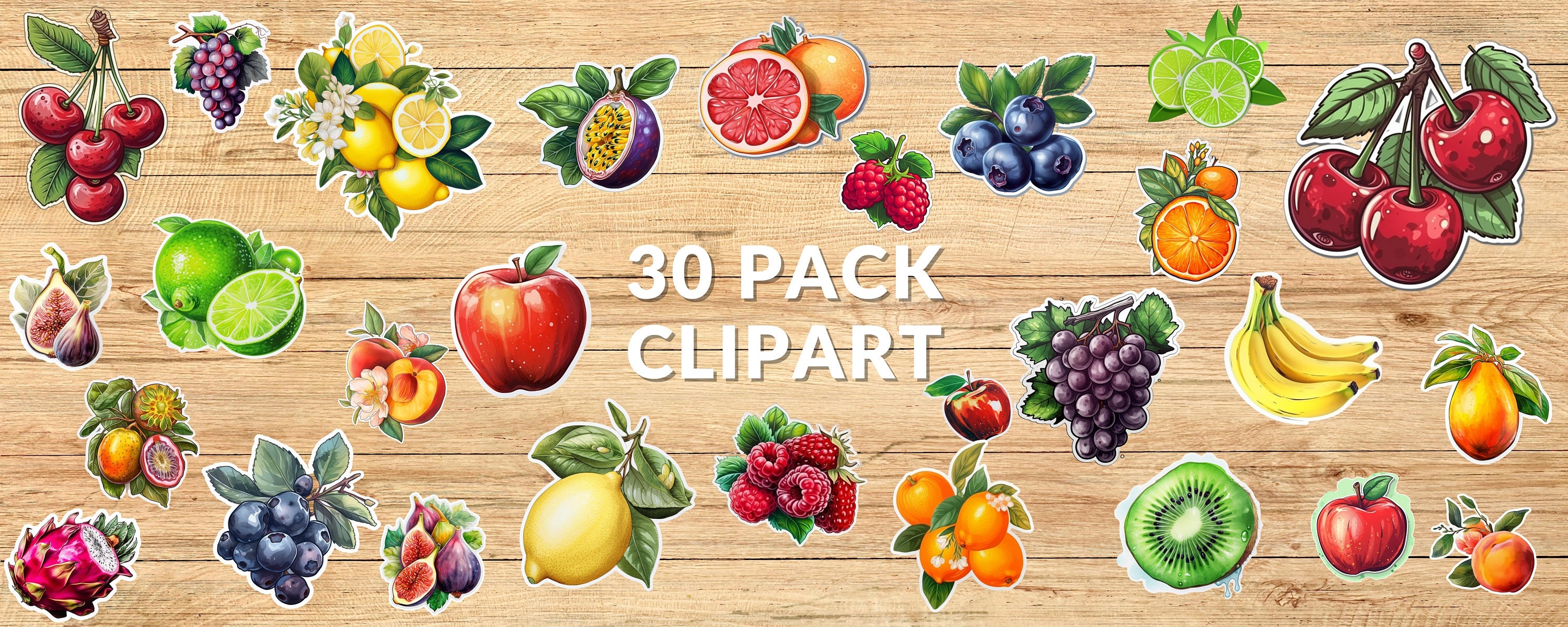 FRUIT CLIPART, 30 Downloadable Fruit Pack, Instant Downloadable - Etsy