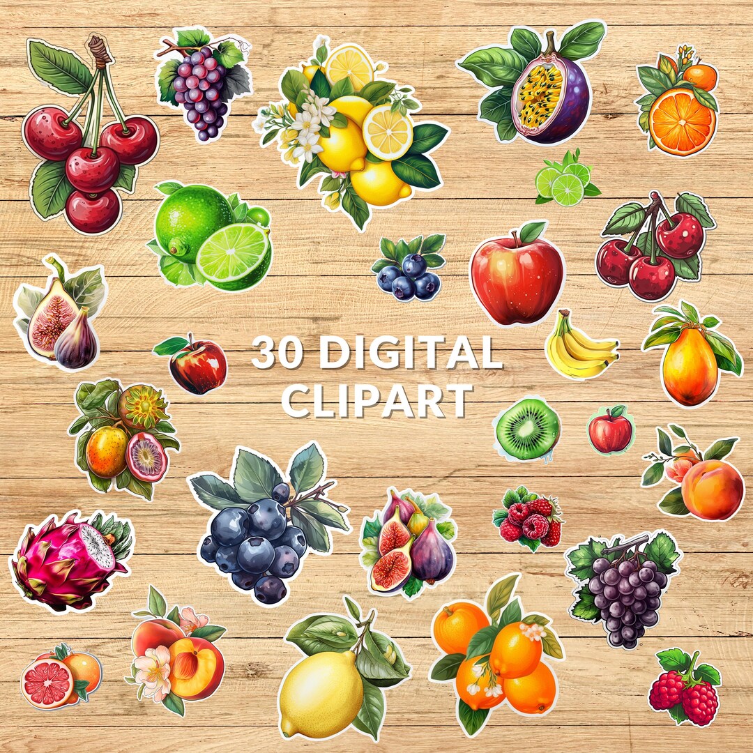 FRUIT CLIPART, 30 Downloadable Fruit Pack, Instant Downloadable - Etsy