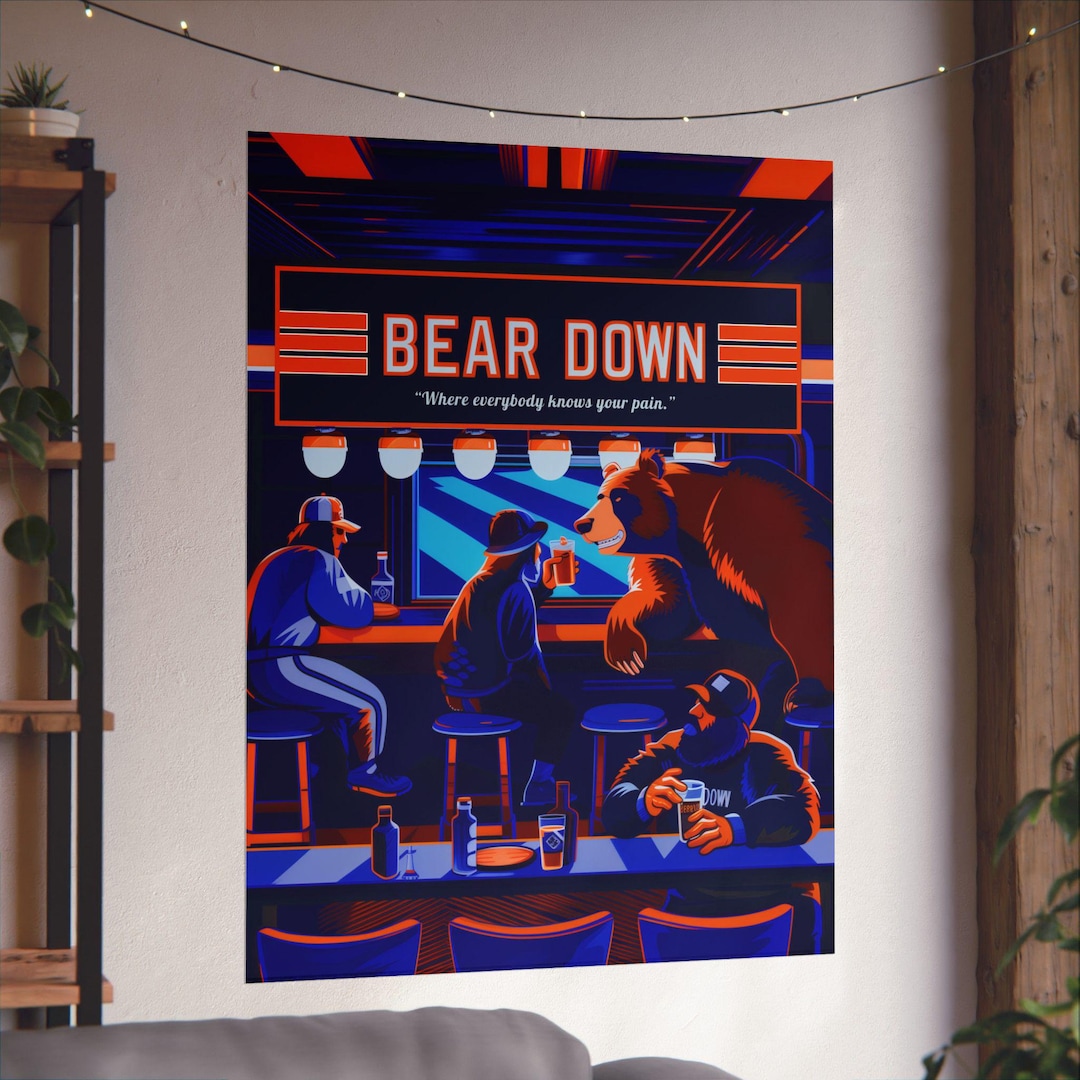 Bear Down Bar Poster - Chicago Bears Themed Poster - Etsy
