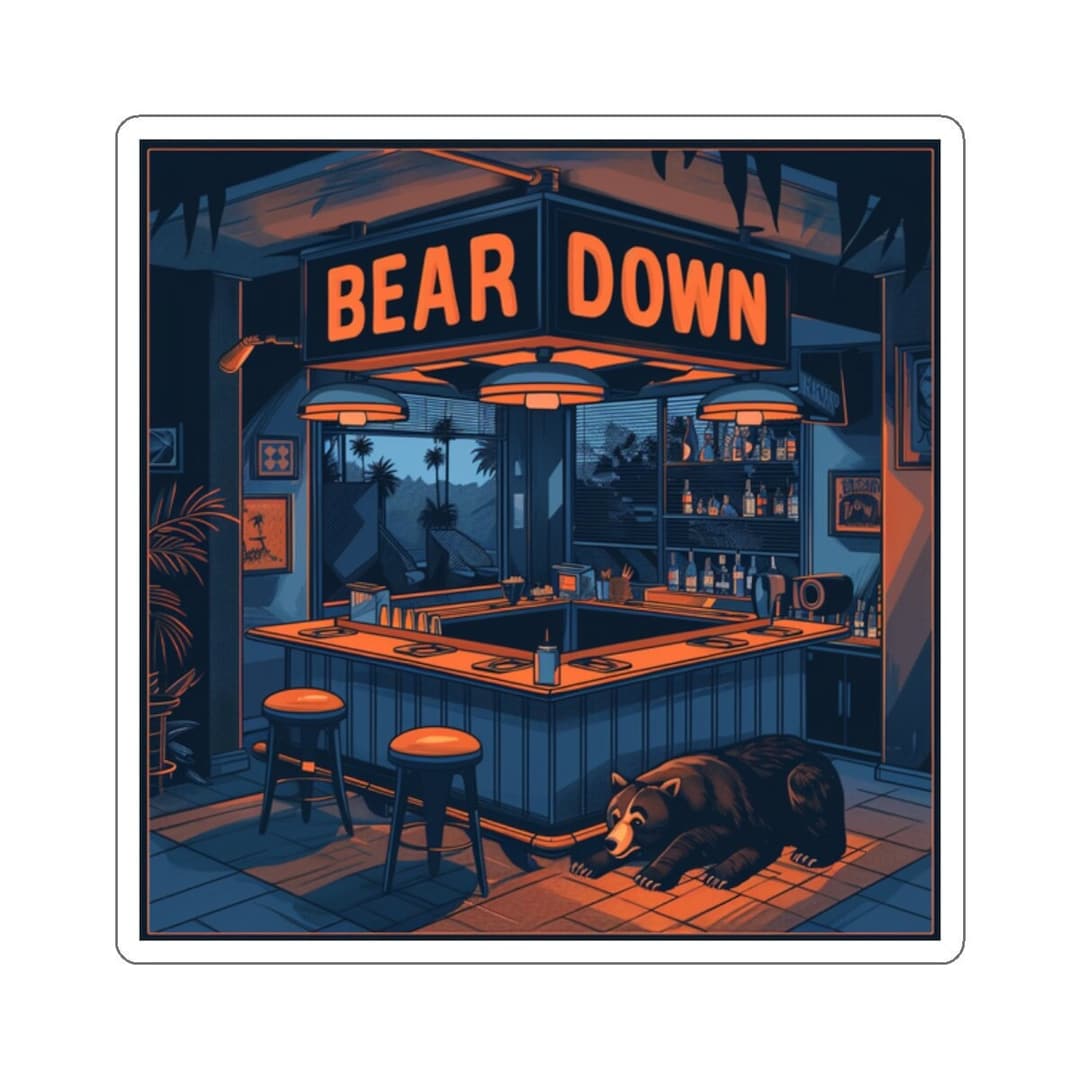 Bear Down Tropical Bar Sticker Chicago Bears Sticker - Etsy