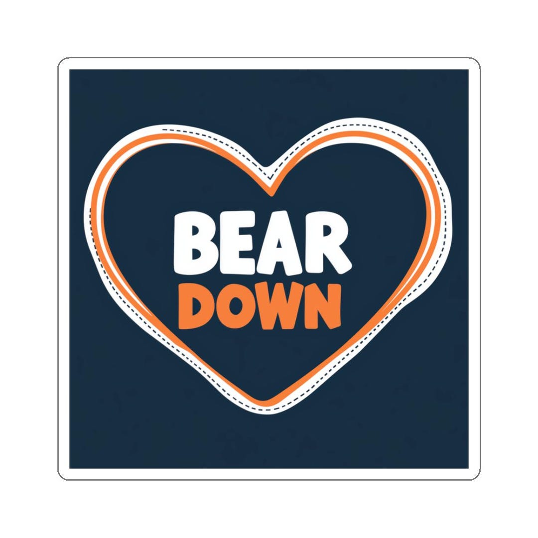 Chicago Bears "bear Down" Heart Sticker - Multiple Sizes - Etsy