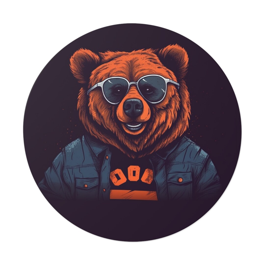 Fuzzy Shadeslinger Bear Sticker – Cool Shades, Jean Jacket - Etsy