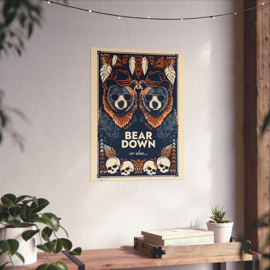 Bear Down Western Poster - Chicago Bears Cowboy-themed Print - Etsy