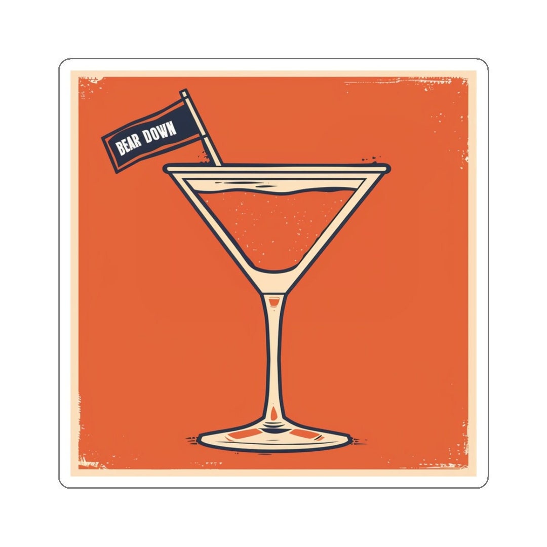 Bear Down Martini Sticker - Chicago Bears Drink Sticker - Etsy