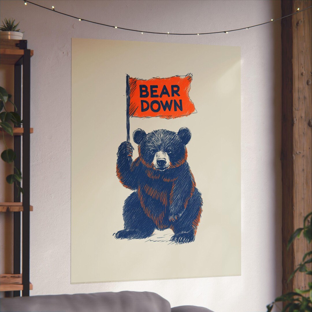 Bear Down Flag Poster - Vintage Cute Chicago Bears Poster - Etsy