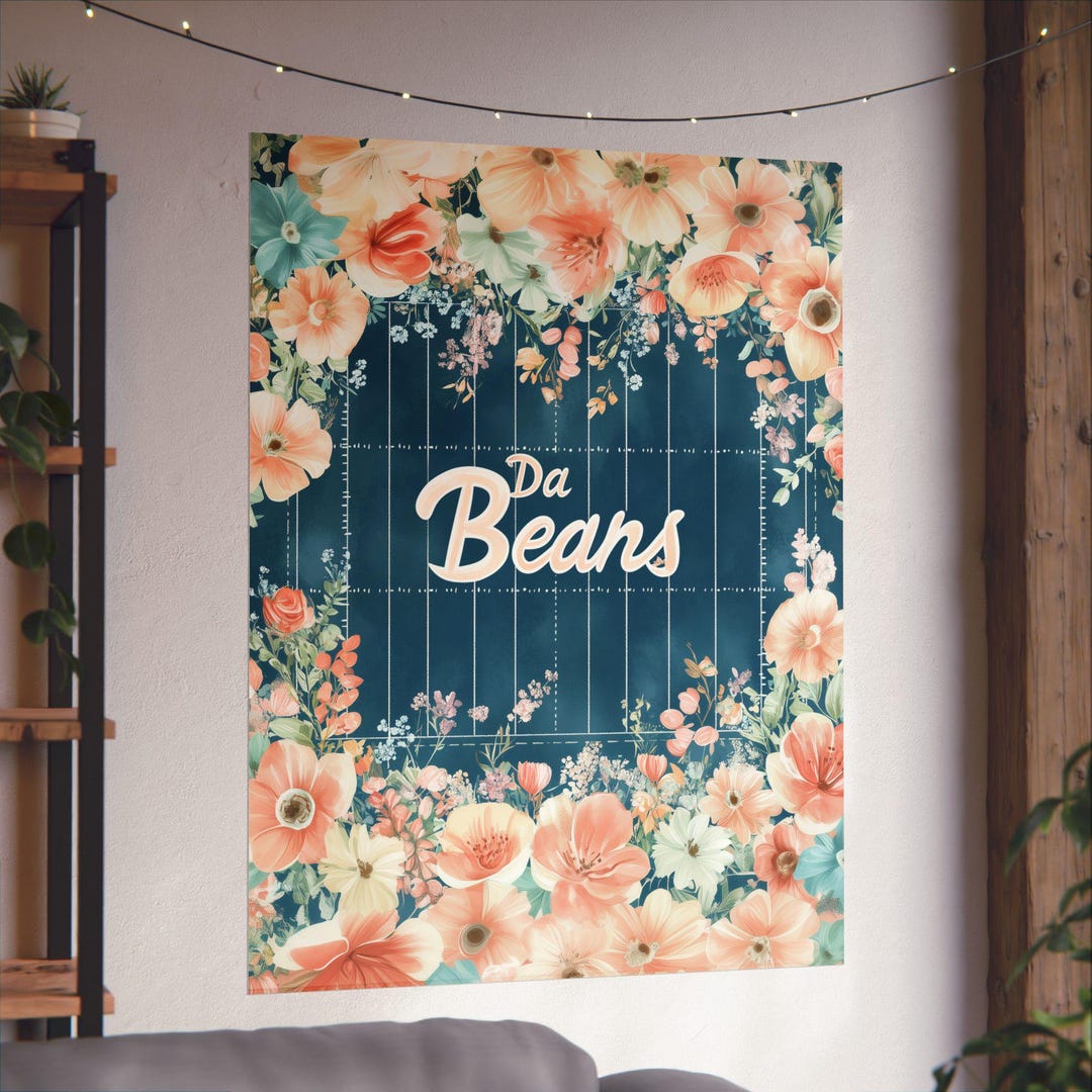 Floral Chicago Bears Poster - Da Bears Flower Print - Etsy