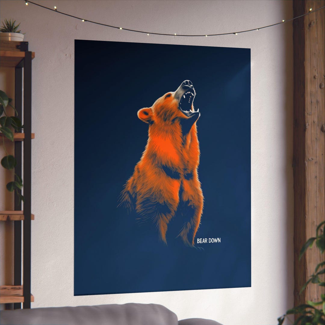 Roaring Bear Minimalistic Poster - Bear Down - Chicago Bears - Etsy