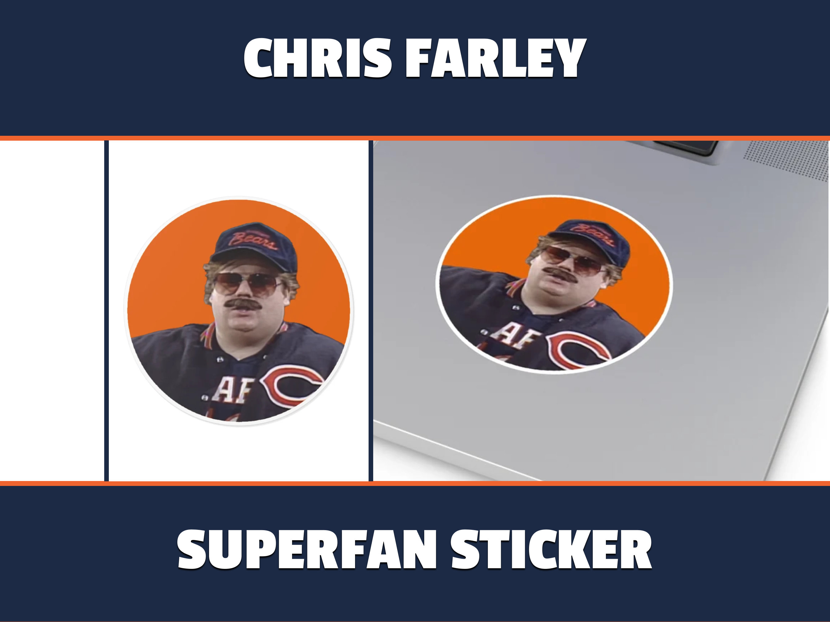 Chris Farley Superfan Sticker - SNL Chicago Bears - Etsy