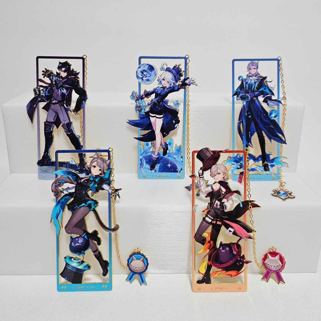 Genshin Impact Metal Bookmarks Lyney, Lynette, Neuvillette, Wriothesley ...