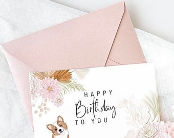 Digital Download Watercolor Floral Birthday Card Landscape - Etsy