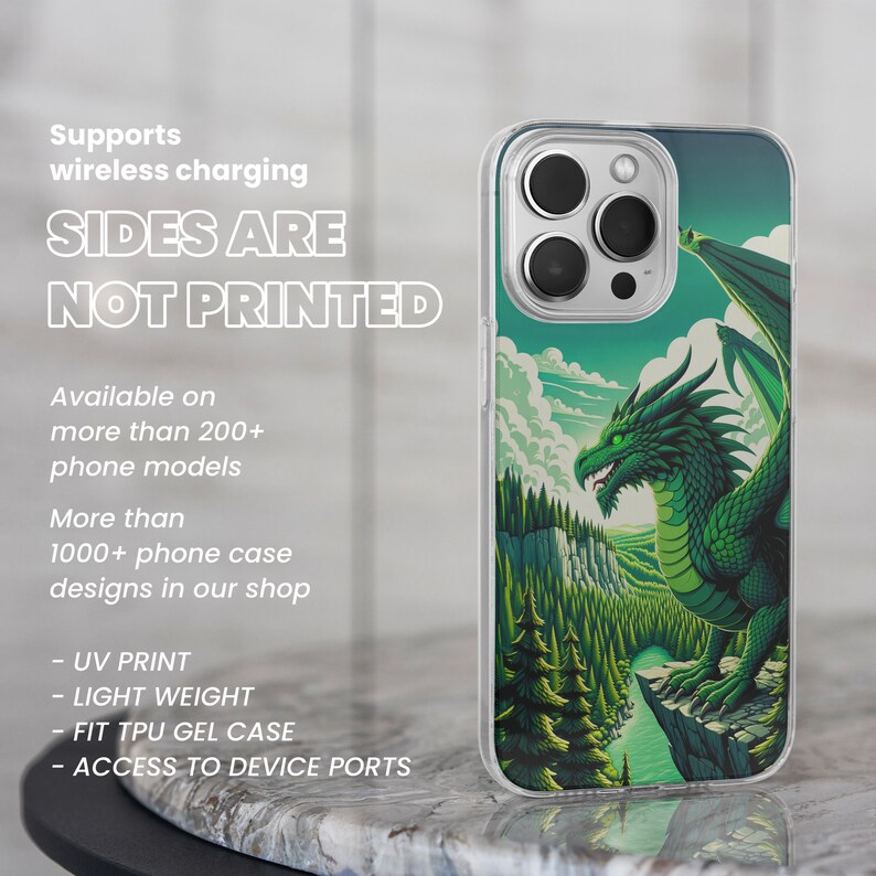 Dragon Phone Case Green Lizard Cover for iPhone 15 Pro Max, 14, 13, 12 ...