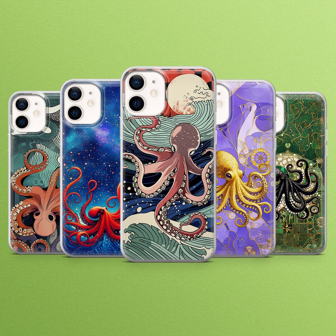 Octopus Phone Case Marine Life Cover for iPhone 15pro Max, 14, 13, 12 ...