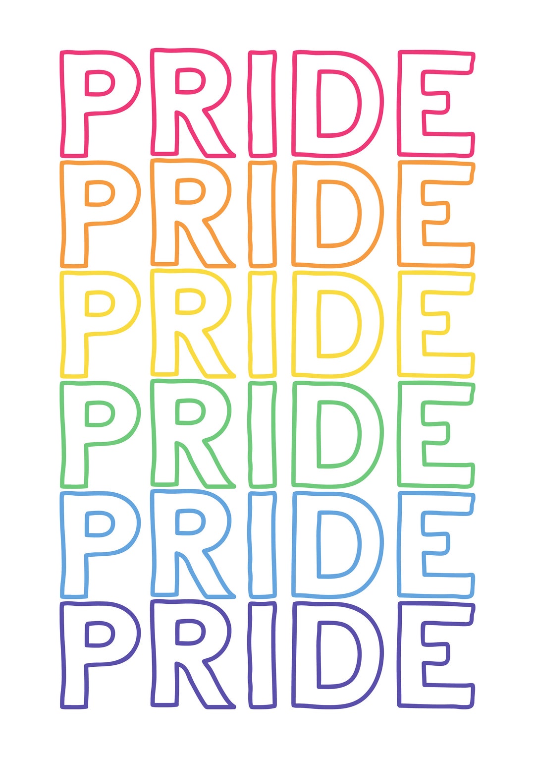 Pride White Background Print, Printable Wall Art, LGBT Rainbow Colours ...