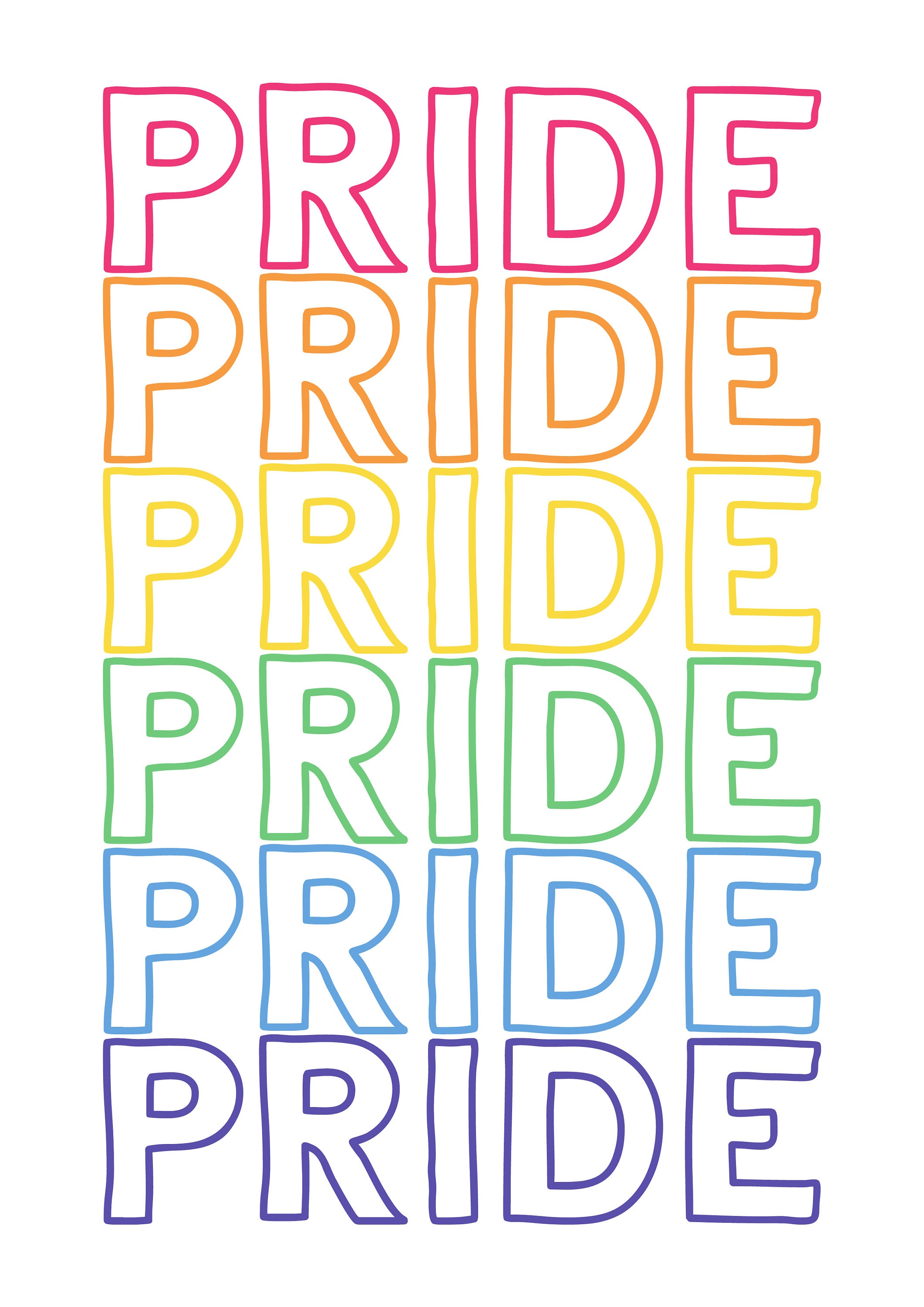 Pride White Background Print, Printable Wall Art, LGBT Rainbow Colours ...