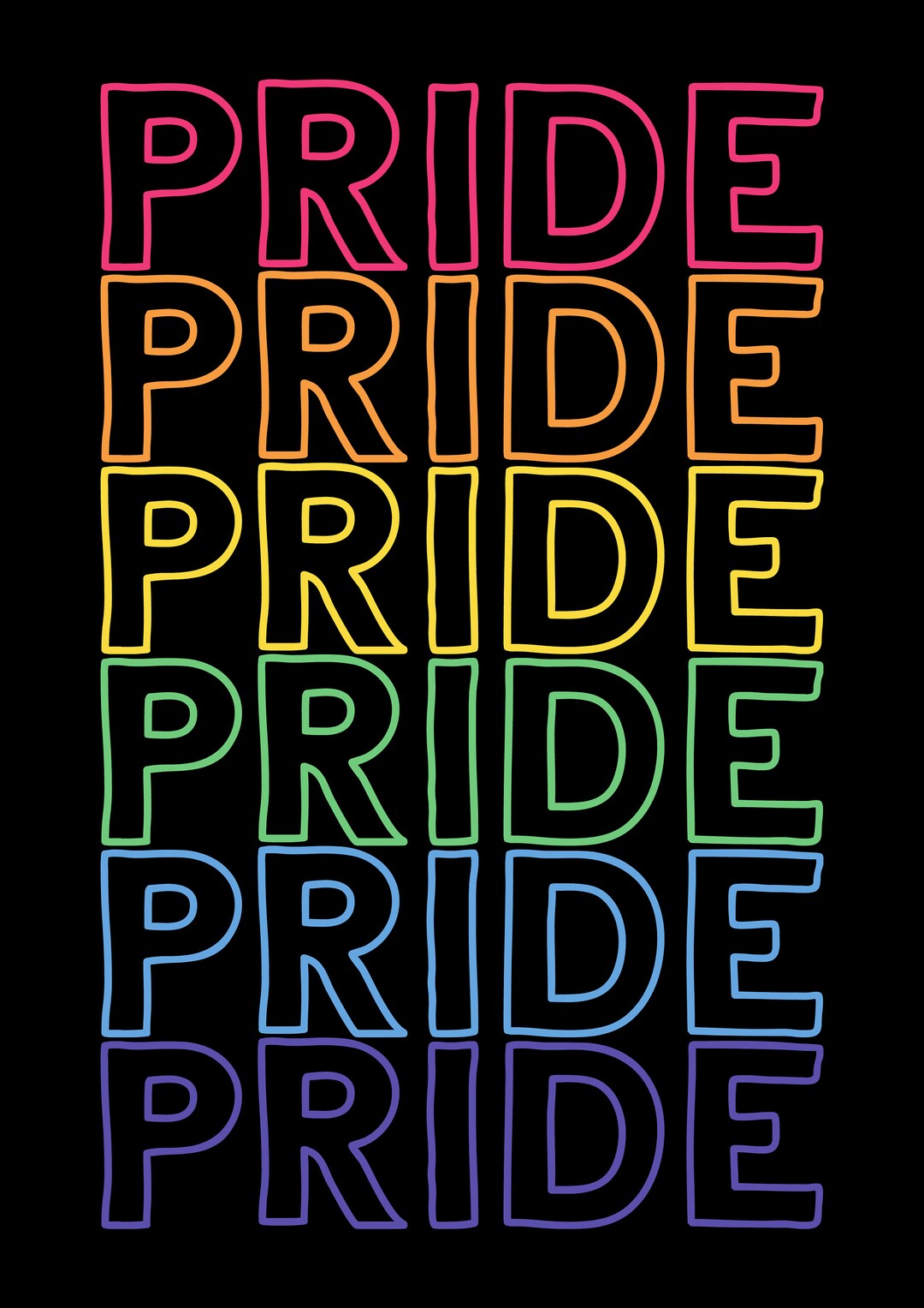 Pride Print Black Background, Printable Wall Art, LGBT Rainbow Colours ...