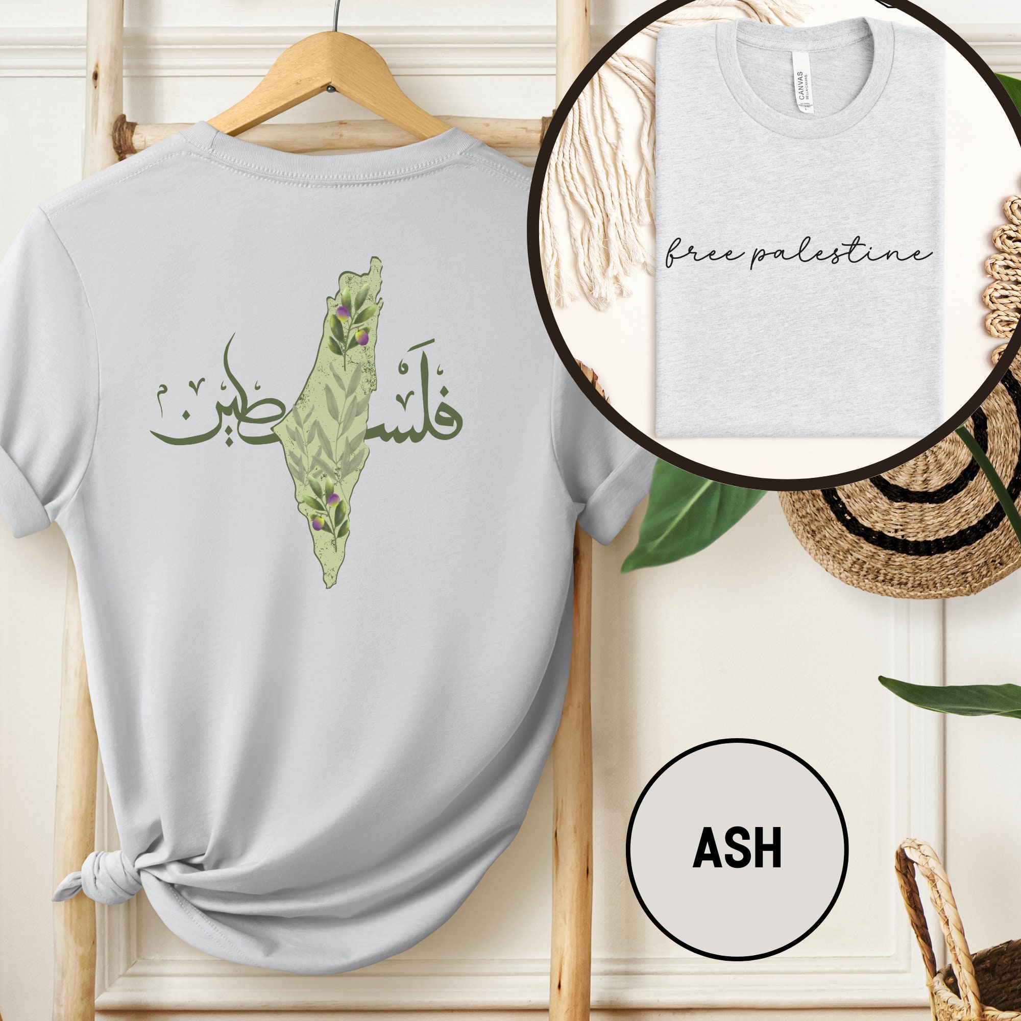 Free Palestine Olive Map Shirt, Arabic Calligraphy Palestine T-shirt ...