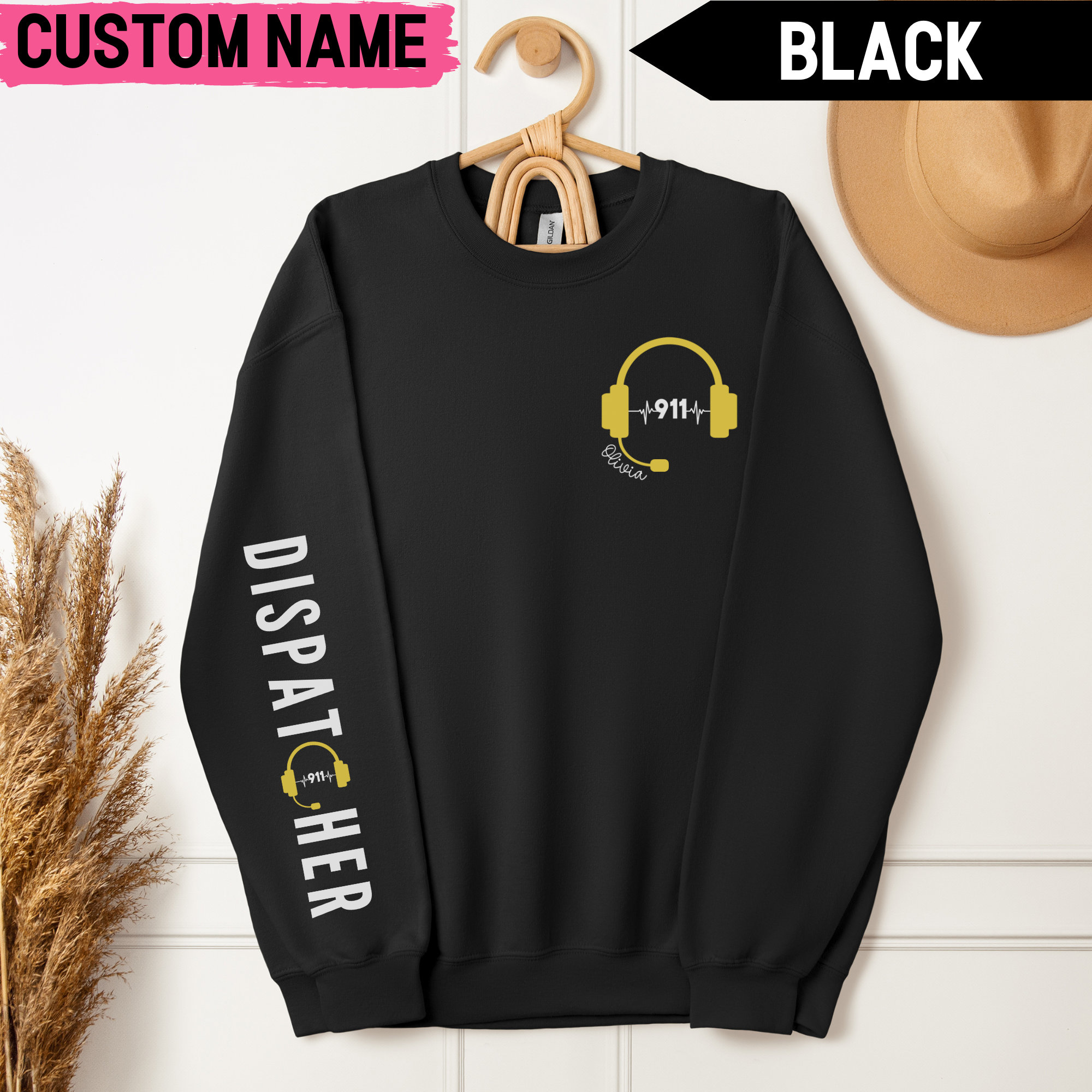 Custom 911 Dispatcher Sweatshirt, Personalized 911 Dispatcher Sweater ...