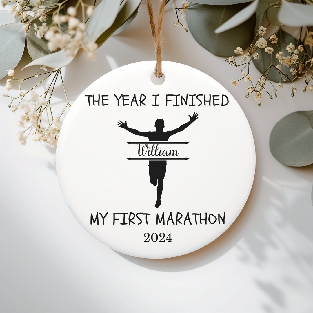 Custom Marathon Runner Ornament, Marathon Finisher Gift, Personalized ...