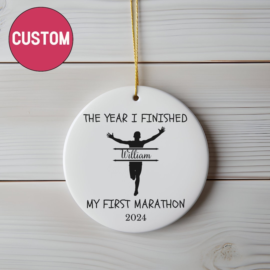 Custom Marathon Runner Ornament, Marathon Finisher Gift, Personalized ...