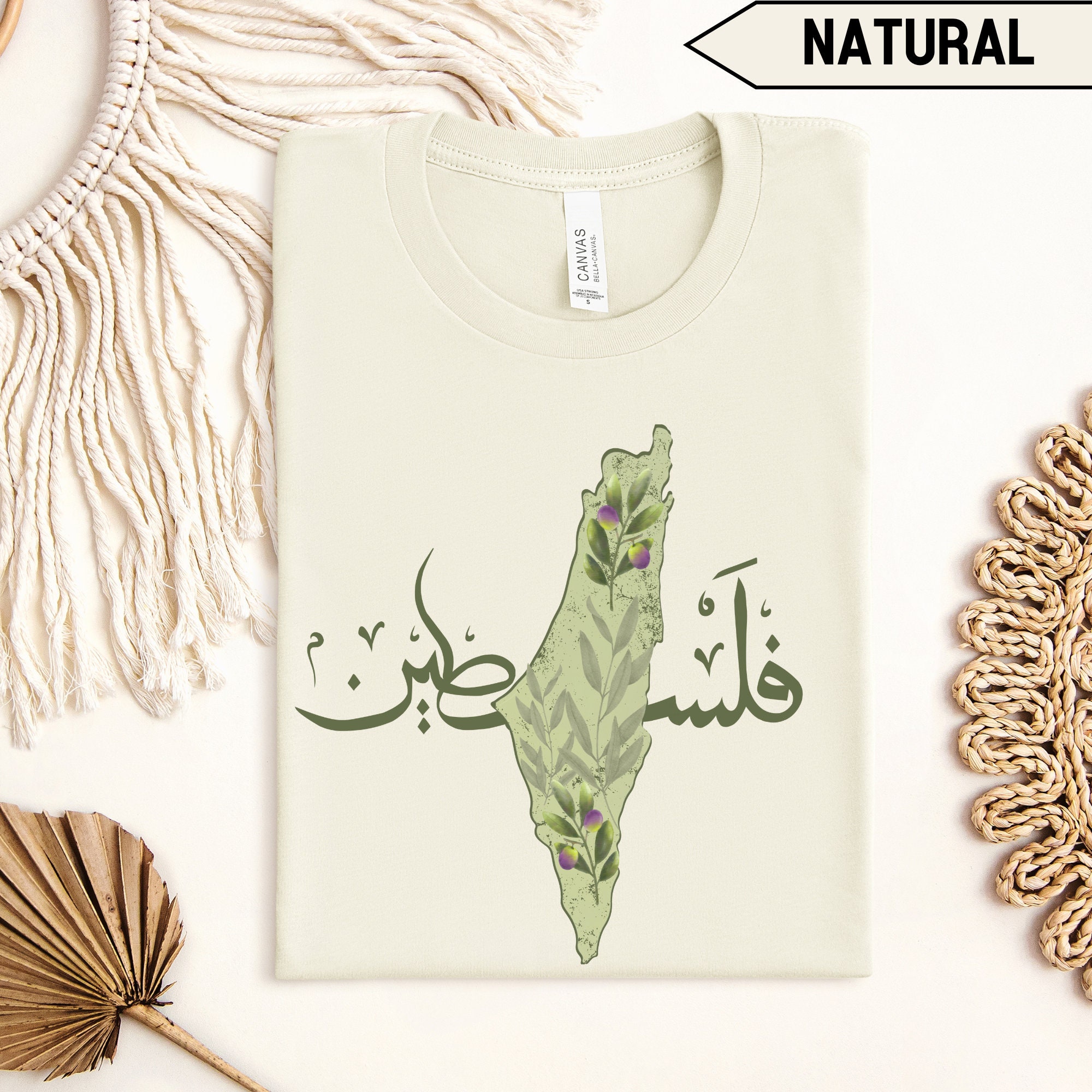 Palestine Olive Map Shirt, Arabic Calligraphy Palestine T-shirt ...
