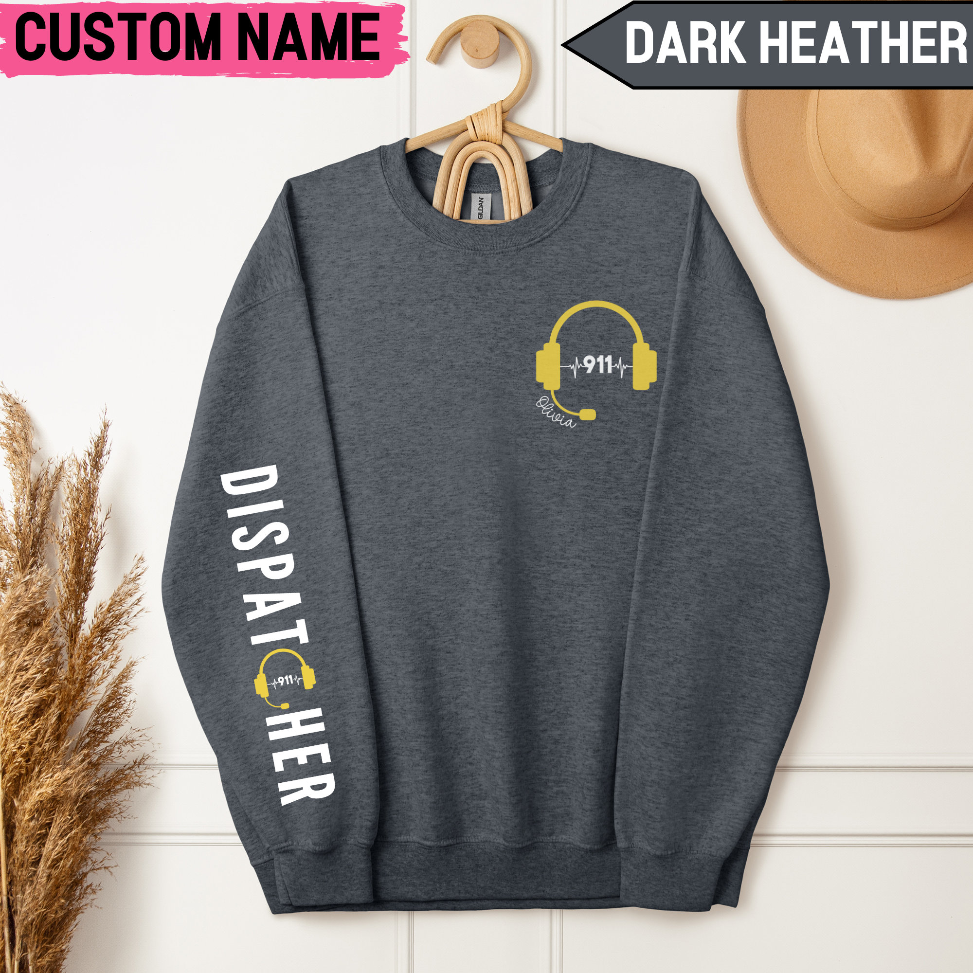 Custom 911 Dispatcher Sweatshirt, Personalized 911 Dispatcher Sweater ...