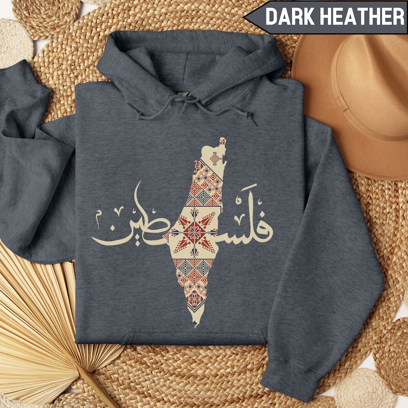 Palestine Traditional Hoodie, Palestine Arabic Calligraphy Sweatshirt ...