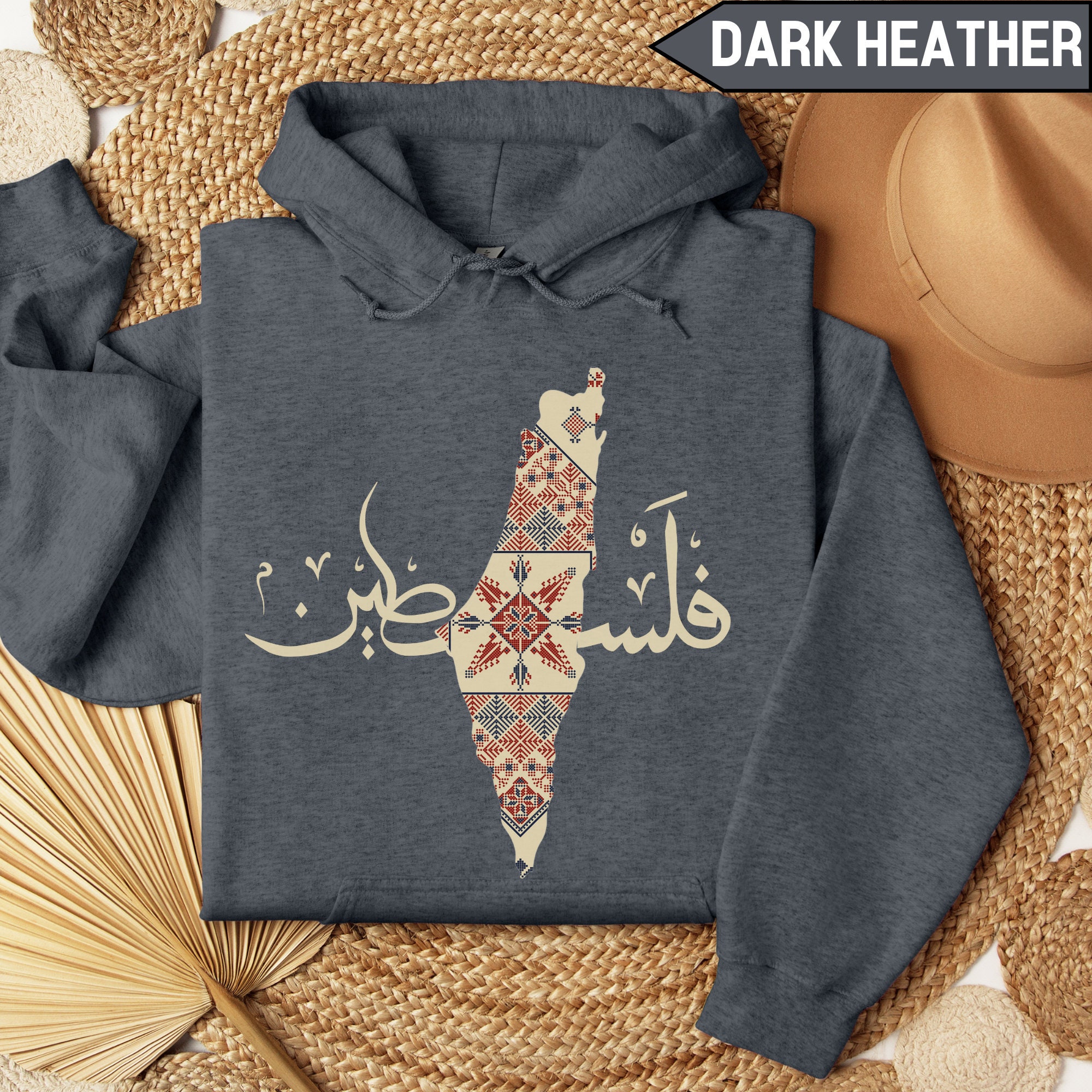 Palestine Traditional Hoodie, Palestine Arabic Calligraphy Sweatshirt ...