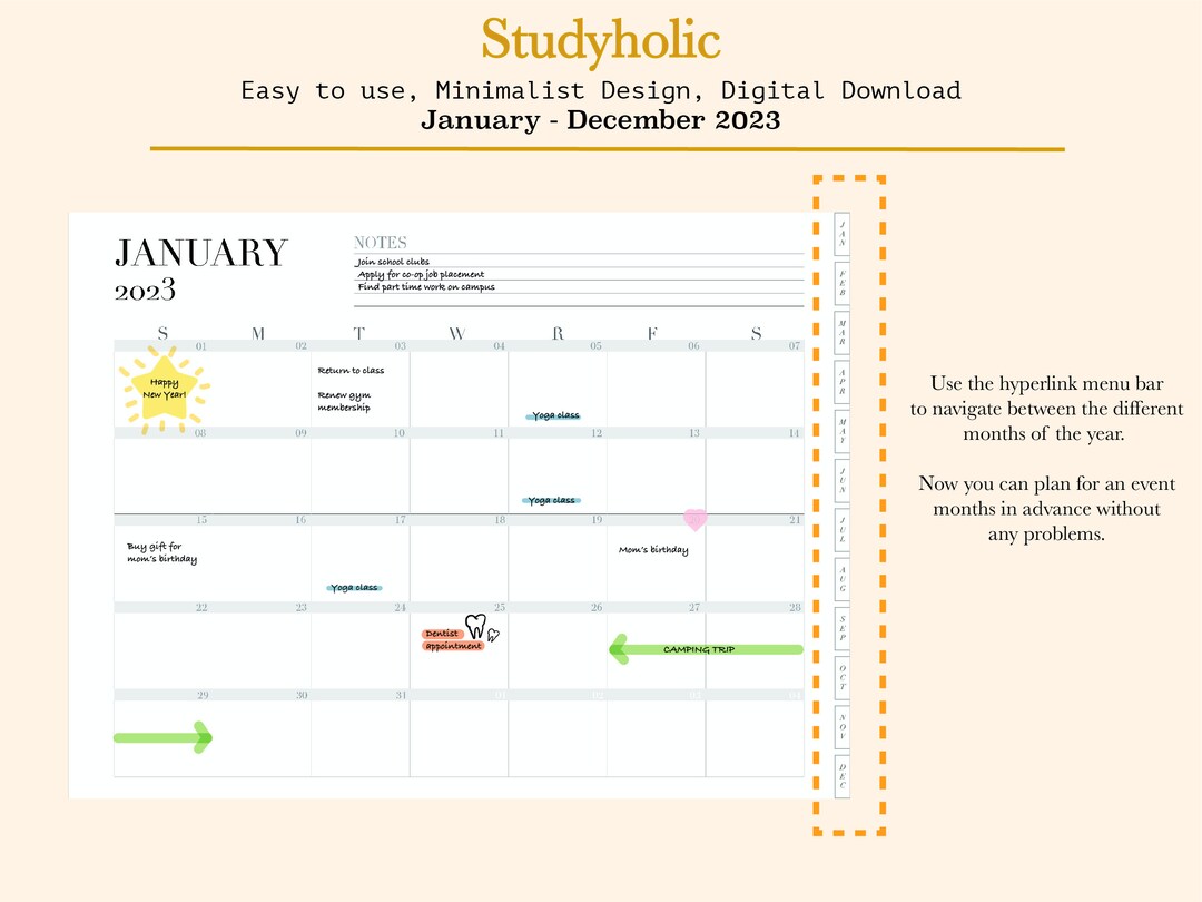 Monthly Planner 2023 Digital Download - Etsy