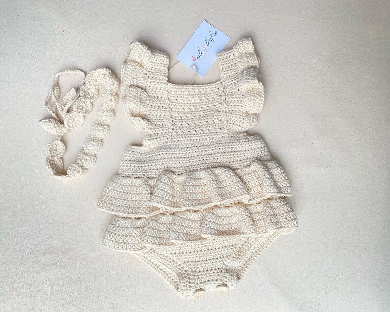 Newborn Crochet Baby Girl Ruffle Romper-organic Cotton Baby - Etsy