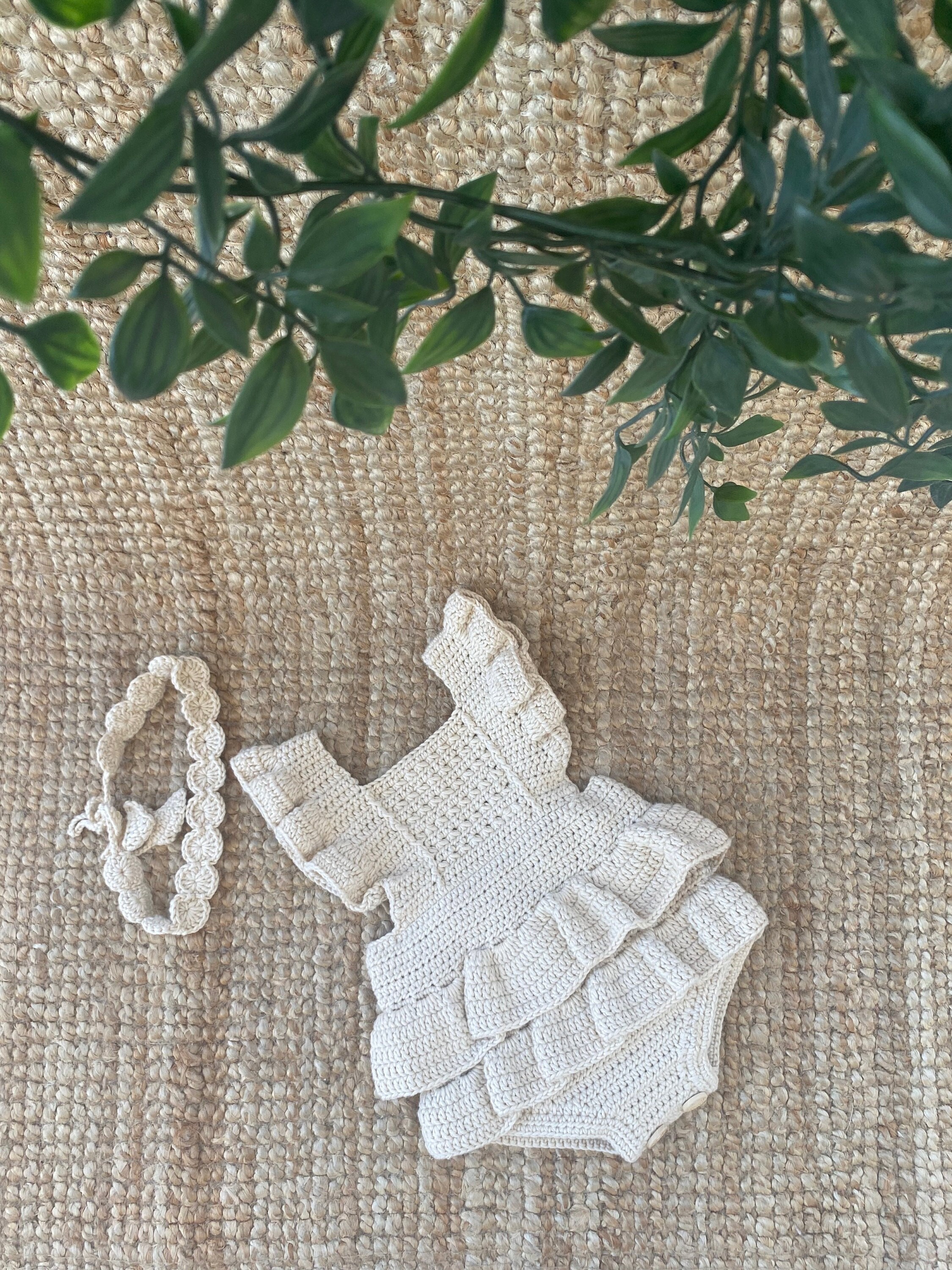 Newborn Crochet Baby Girl Ruffle Romper-organic Cotton Baby - Etsy