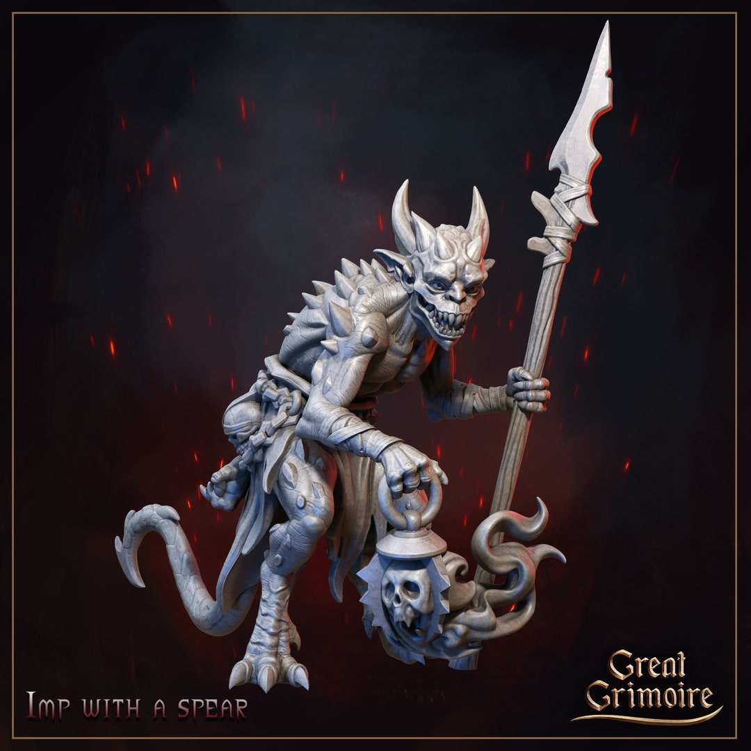 Imp With Spear Dnd Mini Great Grimoire Mini Dungeons and - Etsy